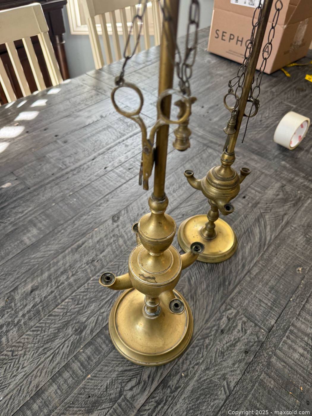 Antique Brass Lucerne Oil Lamps Pair | Maxsold