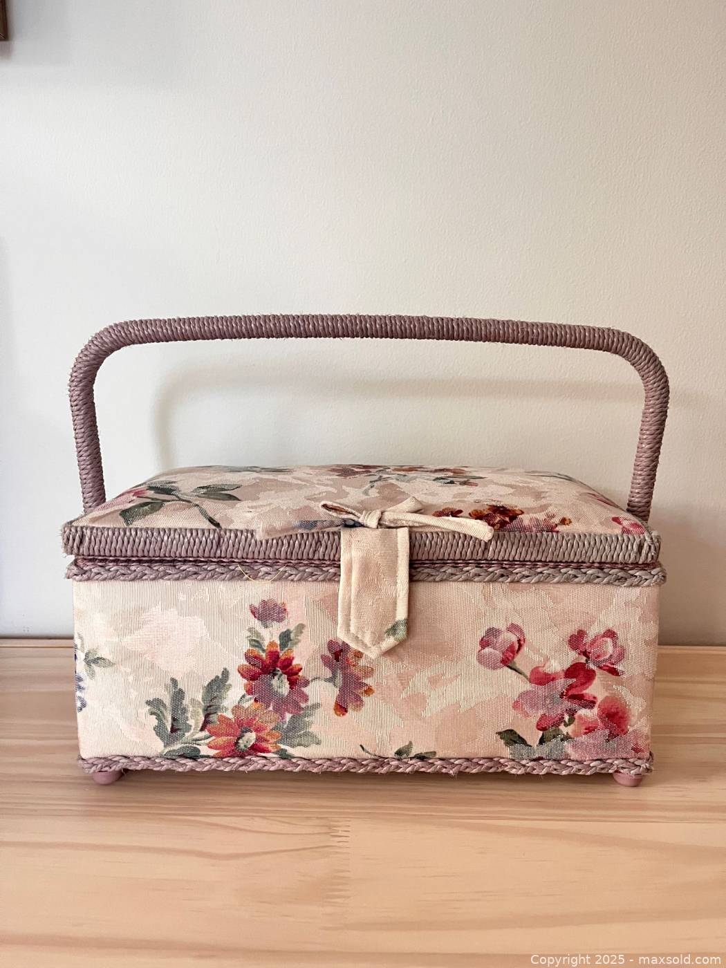 Floral fabric sewing box with supplies | Maxsold