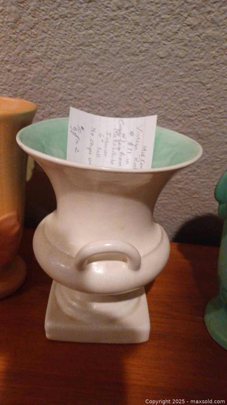 Red Wing glazed floral relief vases, 4 | Maxsold