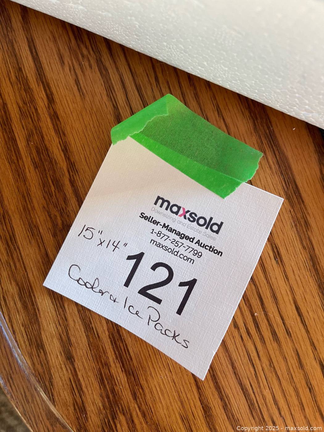 Styrofoam cooler with two gel ice packs | Maxsold