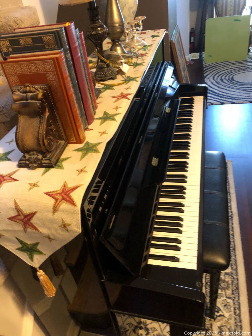 Steigerman upright piano, bench, rug | Maxsold
