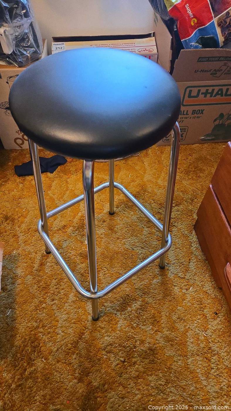 Chrome Bar Stool & Swivel Ottoman | Maxsold