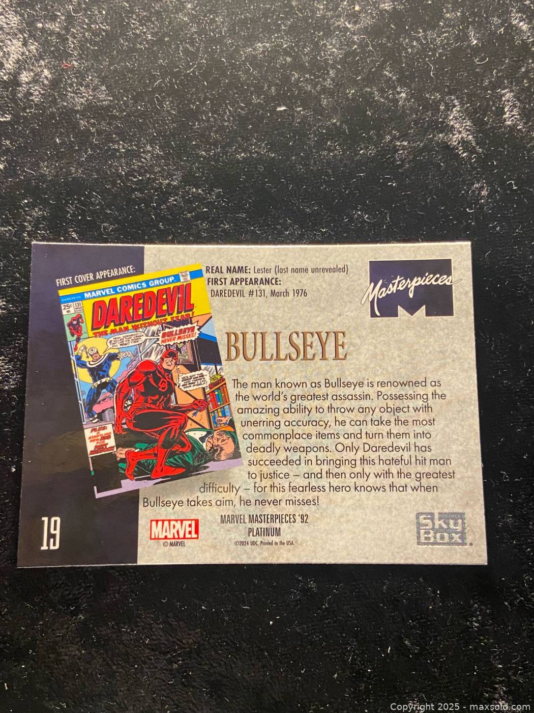 Bullseye Marvel Masterpieces '92 Platinum trading card | Maxsold