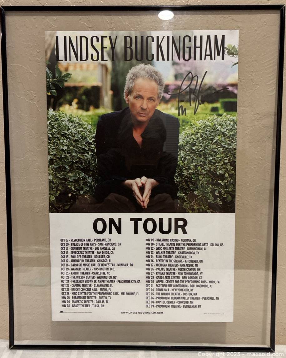 Lindsey Buckingham autographed 2018 concert poster in float frame | Maxsold