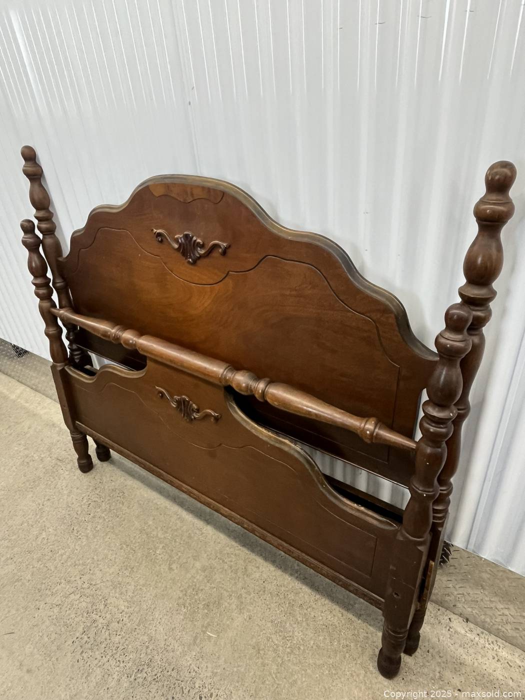 Antique wooden headboard and footboard 57"W | Maxsold