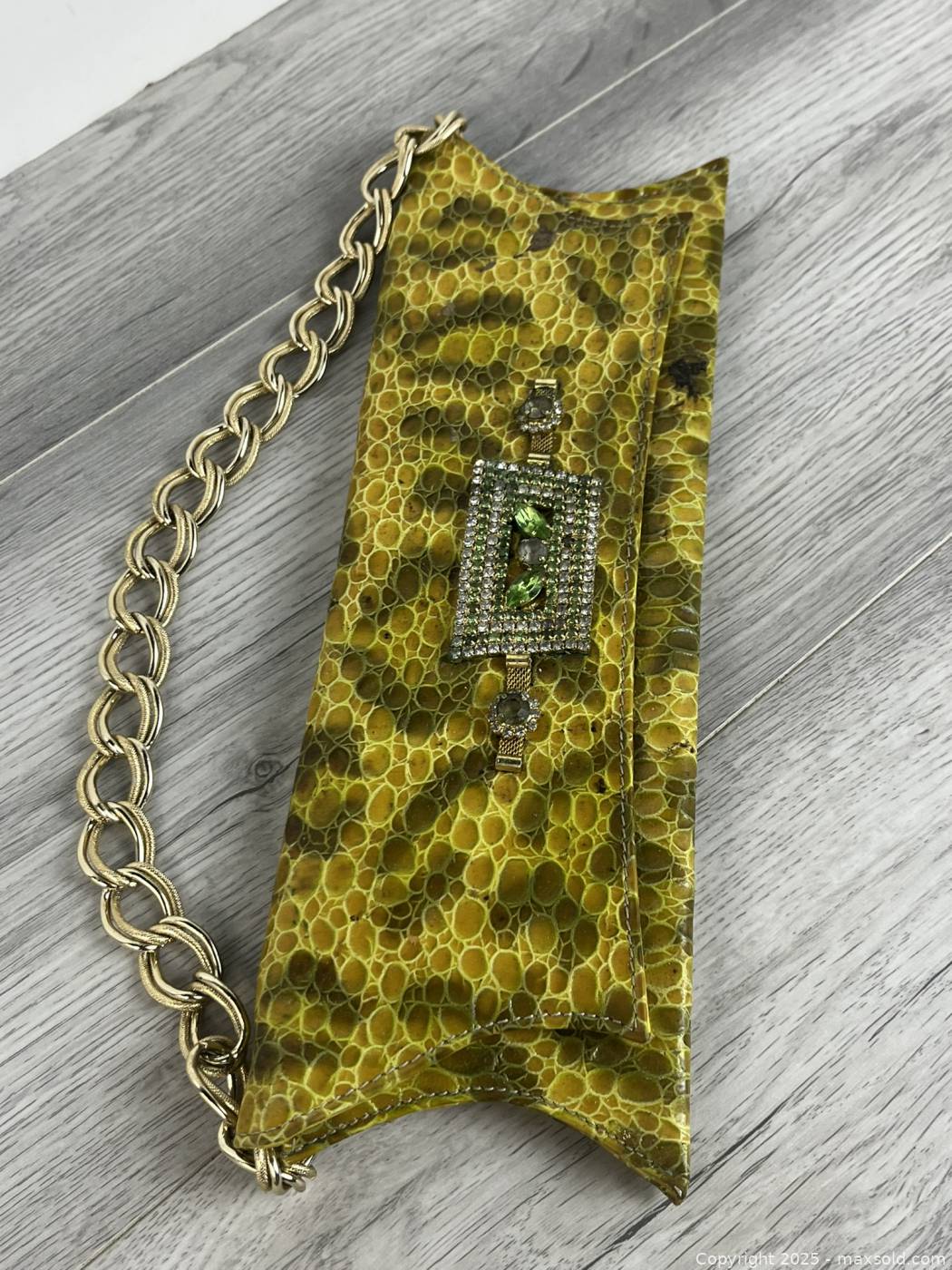 Marta Fabi Yellow Leopard Print Clutch Bag | Maxsold