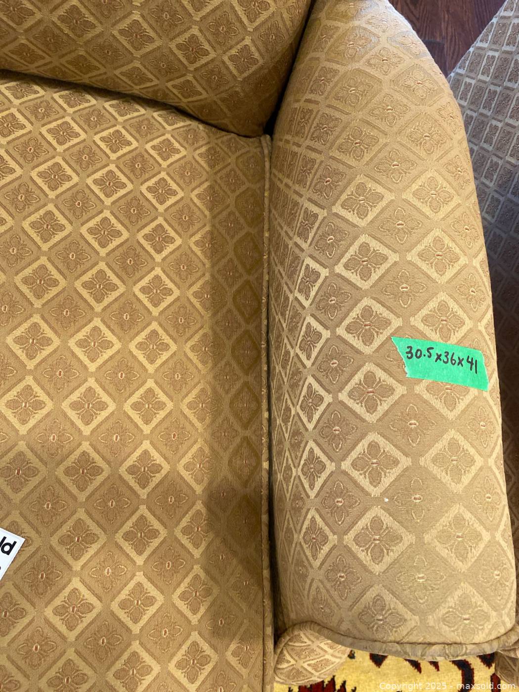 Gold wingback chair with ottoman | Maxsold