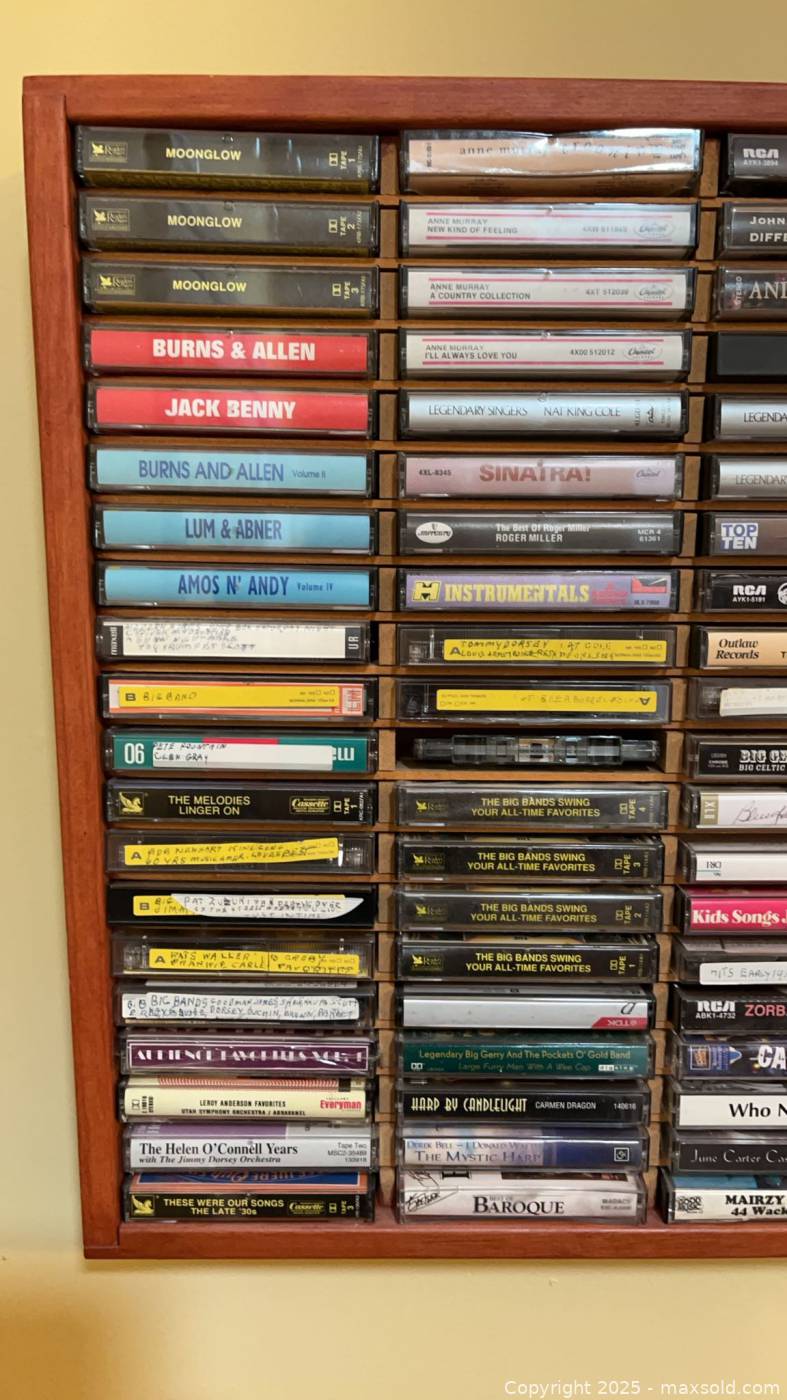 Audio Cassette Tapes, Wood Rack & CDs | Maxsold