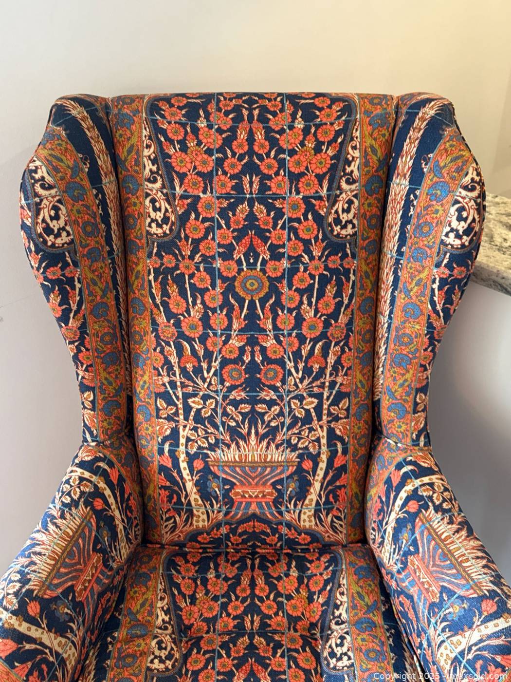 Vintage tall narrow wingback chair | Maxsold