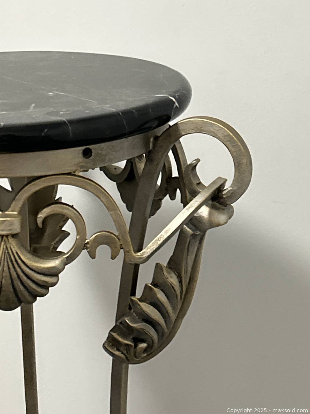 Wrought Iron Pedestal Table With Marble Top | Maxsold