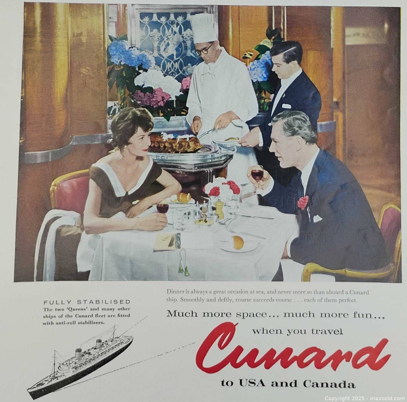 Cunard 1950s original advertisement | Maxsold