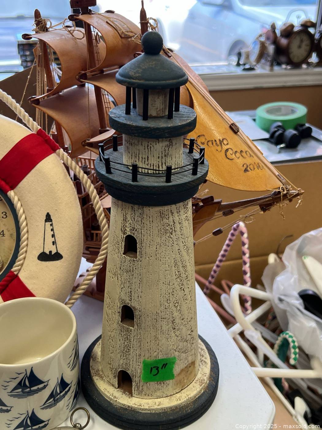Lighthouse, Ship Model, Buoy Clock, Seashell Art, Compass, Mug | Maxsold