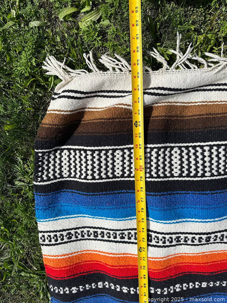 Vintage Mexican striped serape blanket rug | Maxsold