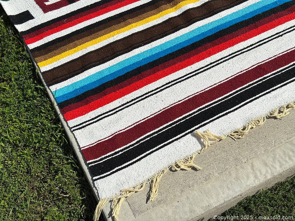 Vintage Mexican woven serape rug blanket | Maxsold