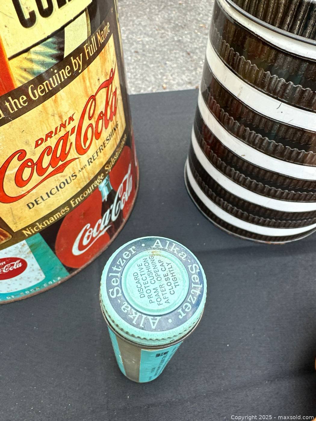 Vintage Coca-Cola, Alka-Seltzer and other storage containers | Maxsold