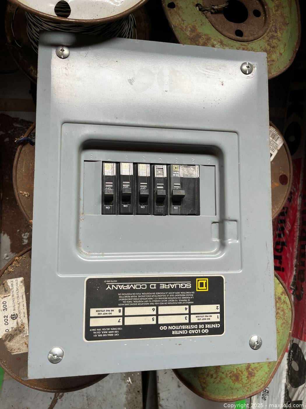 Square D subpanel, wire spools, cable & boxes | Maxsold