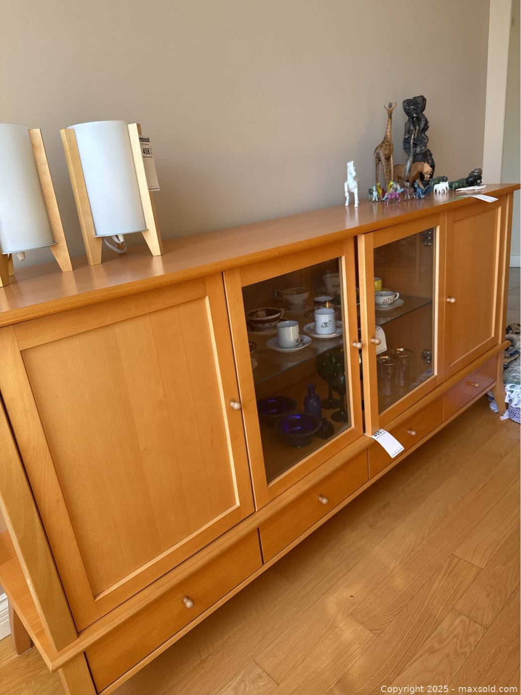 Wooden display hutch with drawers and shelves | Maxsold
