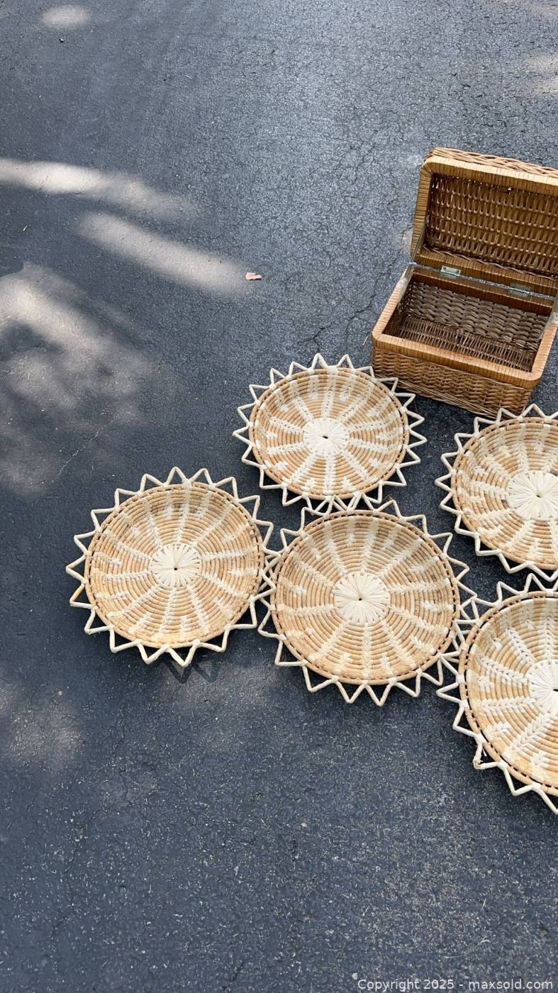 Wicker Charger Plates And Lidded Box | Maxsold