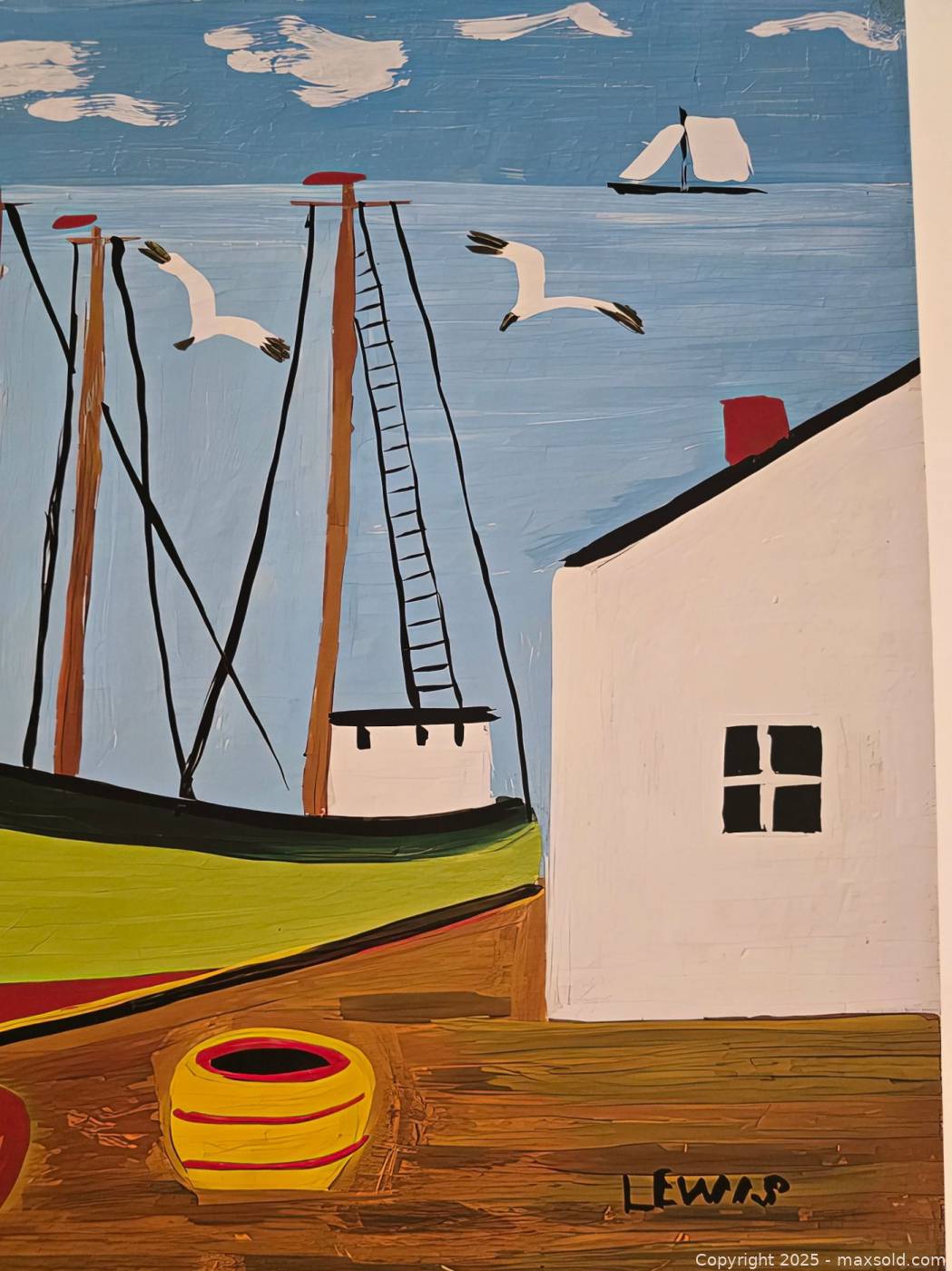 Maud Lewis Boats and Barrels limited edition lithograph 24" x 20" | Maxsold