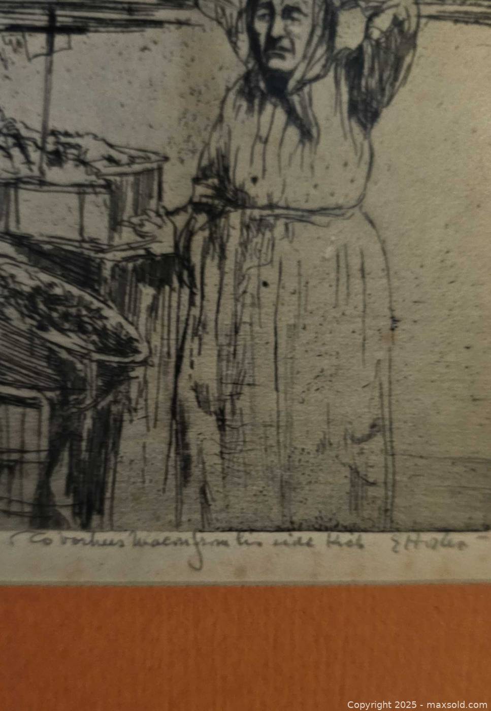 Earl Horter 1918 framed etching Under Manhattan Bridge | Maxsold