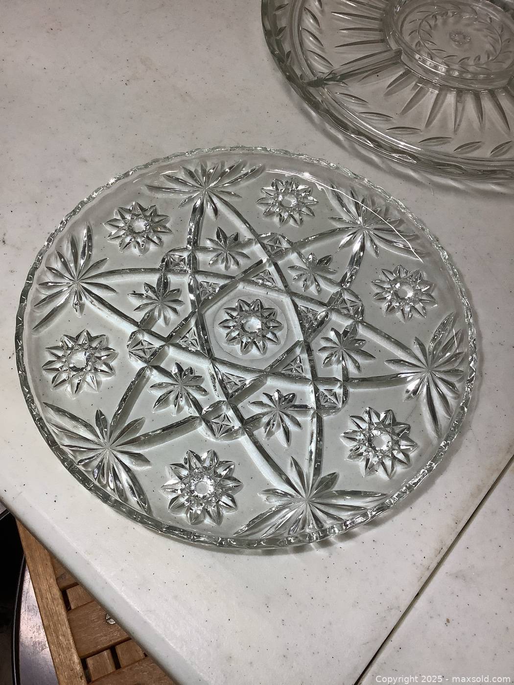 Clear pressed glass serving platters | Maxsold