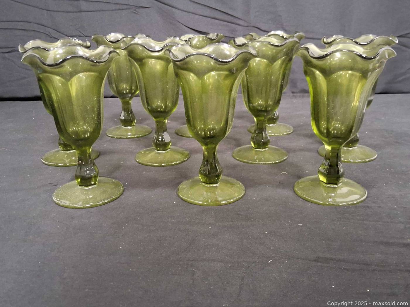 Green Ruffled Footed Sundae Cups, 10 Pieces | Maxsold