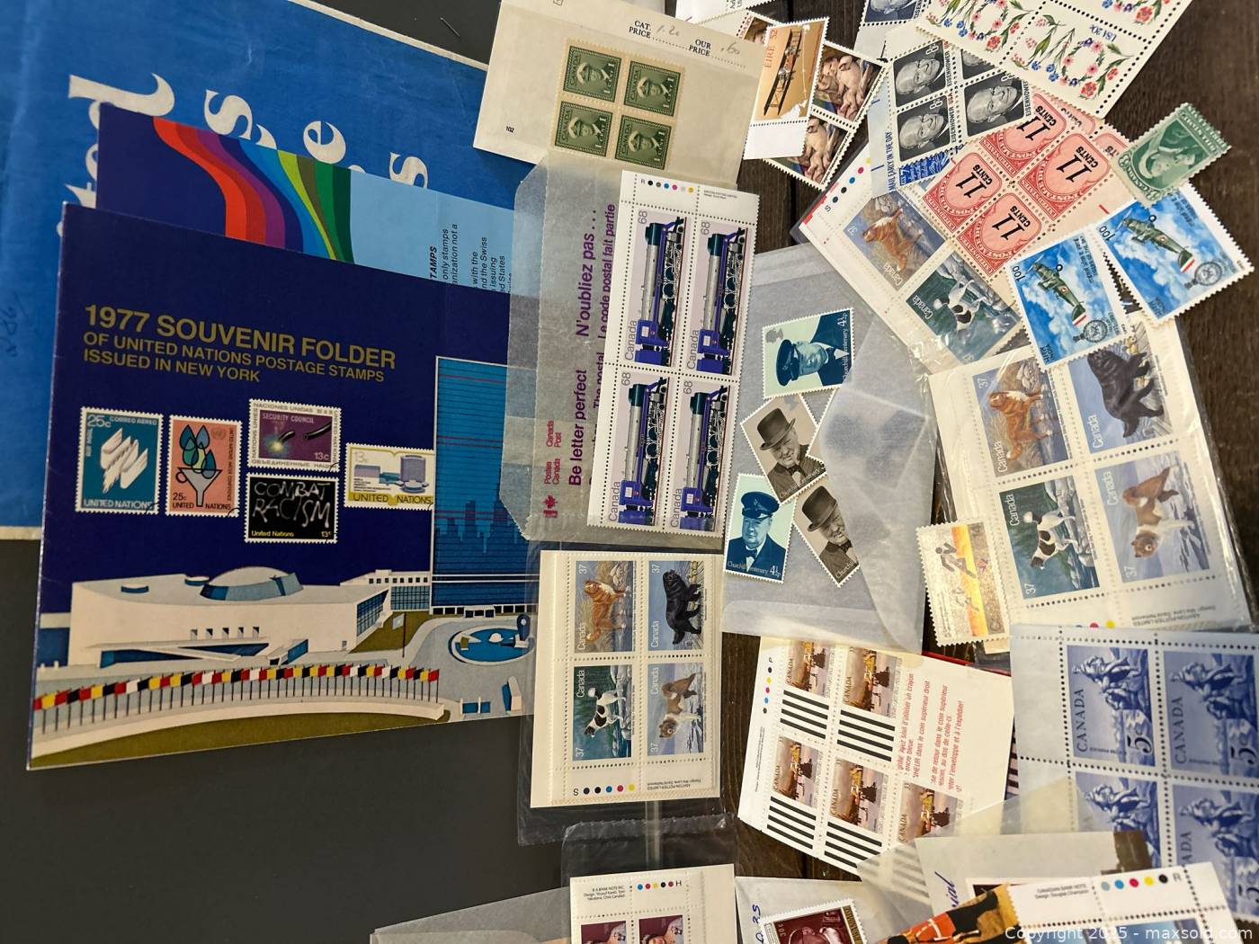 Mixed Canada & UN stamp collection, 1977 UN folder, 2000 Millennium ...