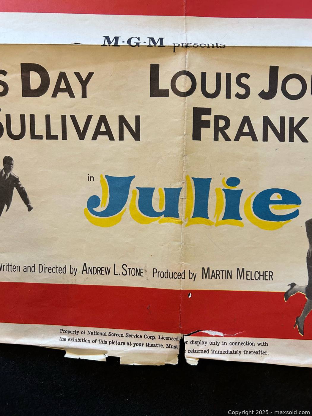 1956 MGM Julie one-sheet movie poster | Maxsold