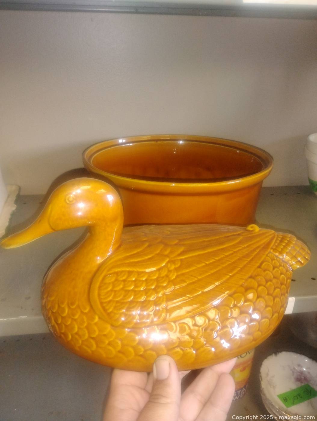 Glazed Brown Stoneware Duck Crock Baking Dish | Maxsold