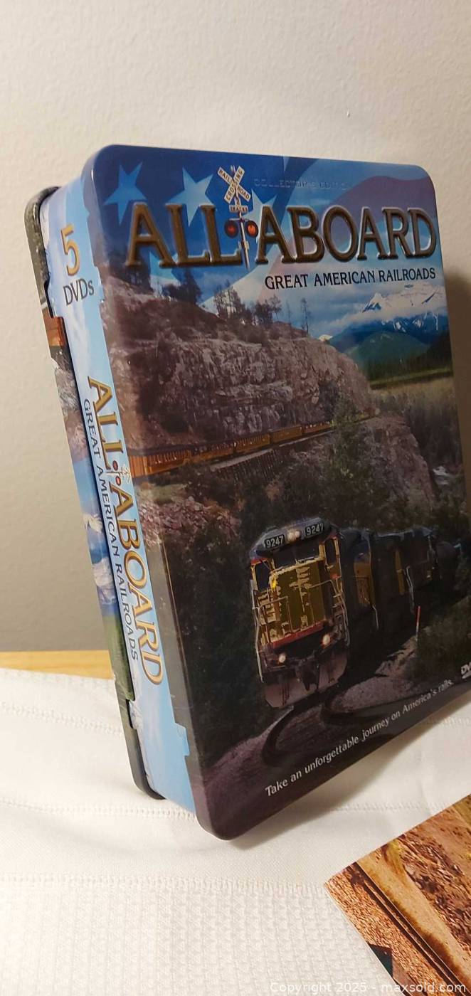 All Aboard Great American Railroads 5-DVD Collector Tin | Maxsold