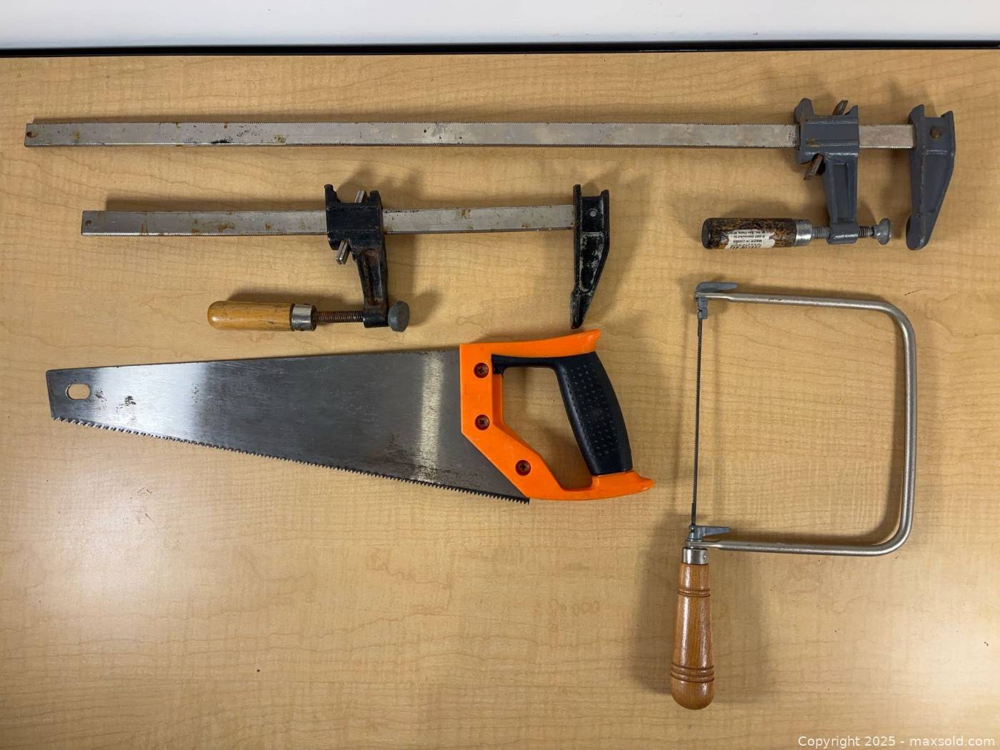 Hand saw, coping saw, bar clamps lot | Maxsold