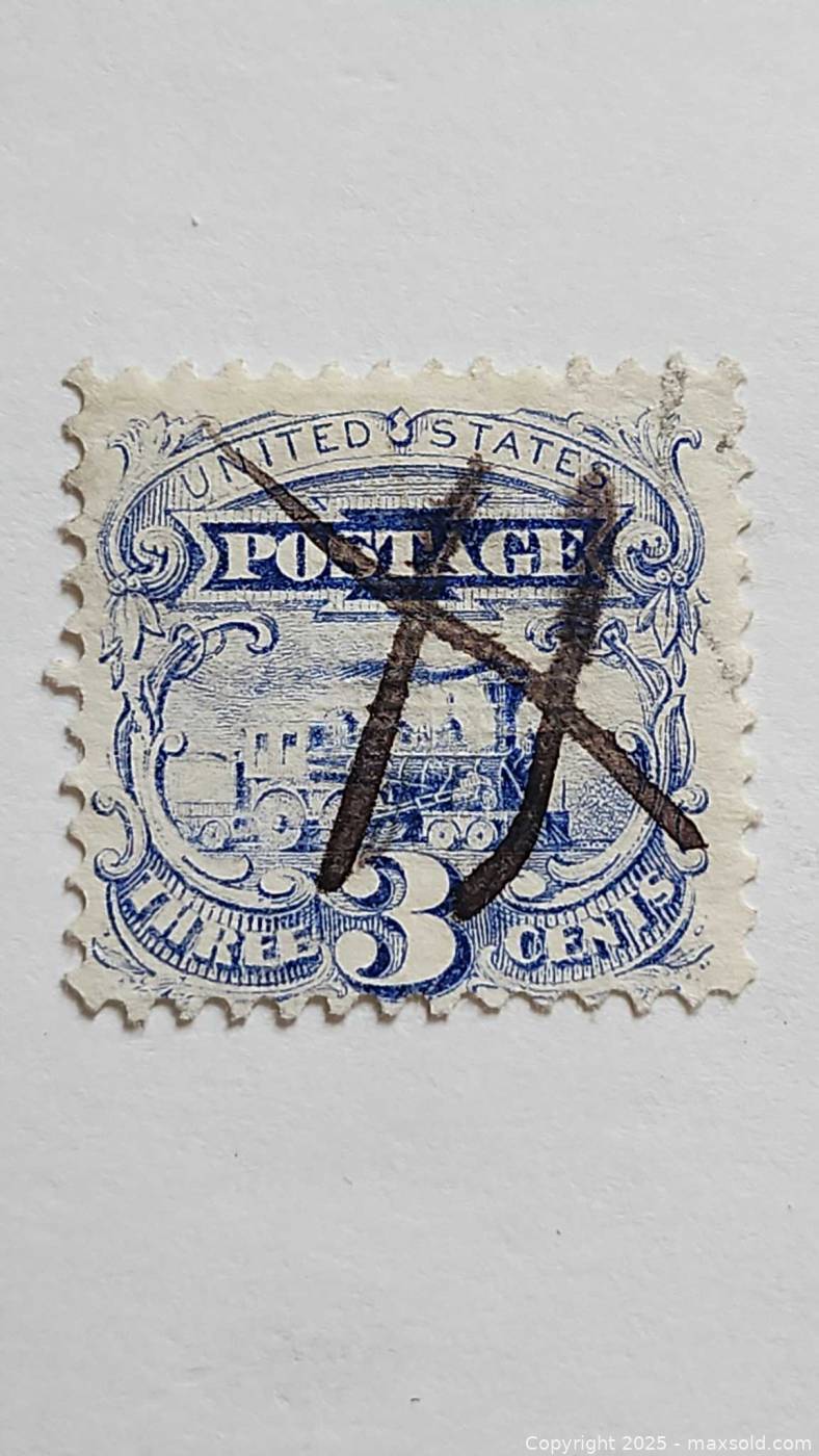 1869 3-Cent Locomotive Stamp With Grill | Maxsold