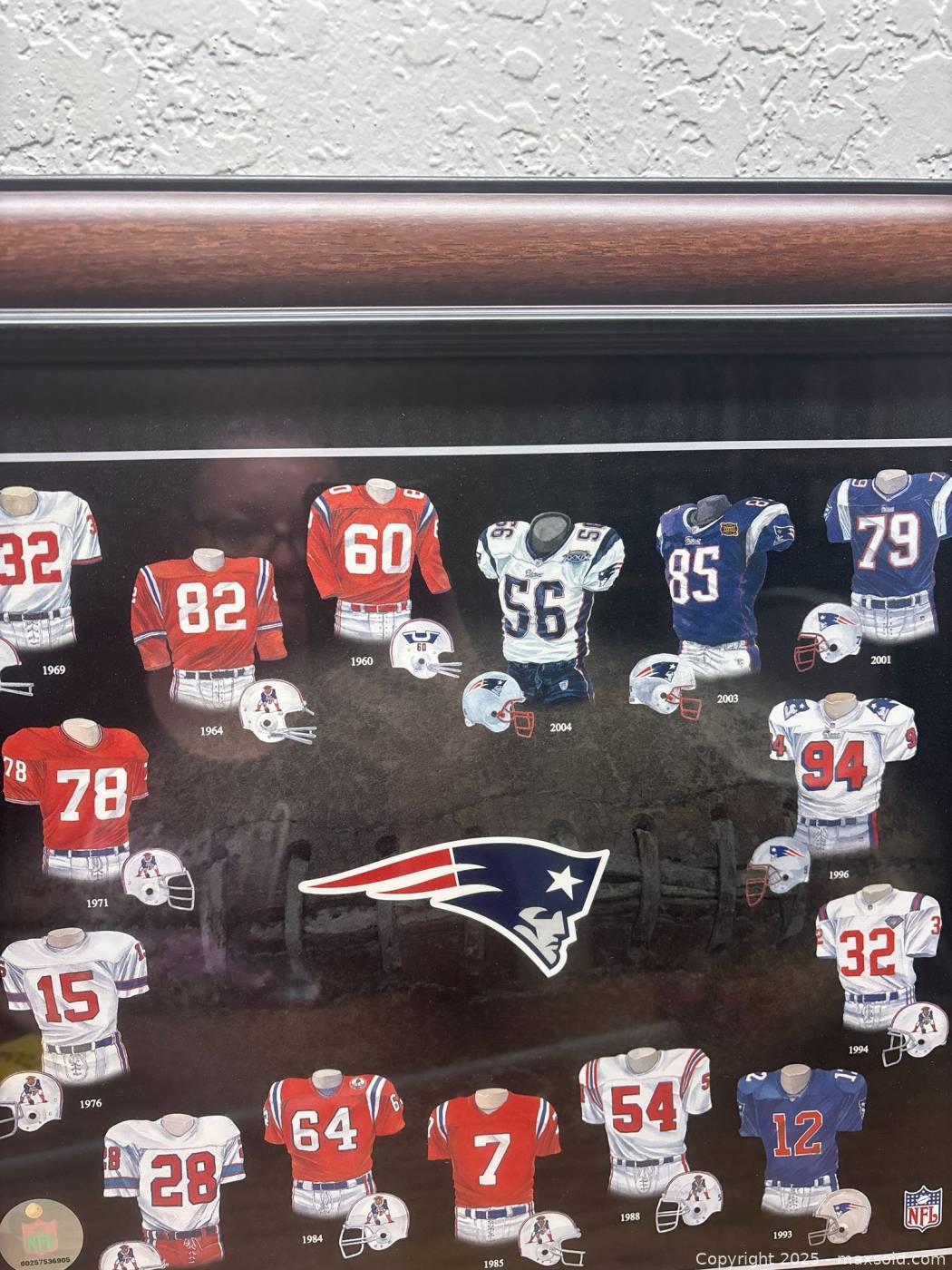 Framed New England Patriots uniform poster 18x16 | Maxsold