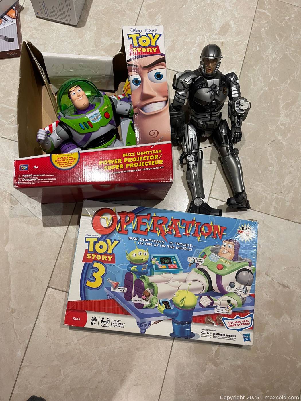 Buzz Lightyear figure, GI Joe figure, Operation Toy Story 3 game | Maxsold