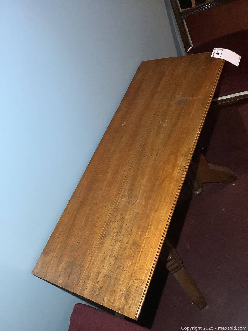 Antique wooden half table with two chairs | Maxsold