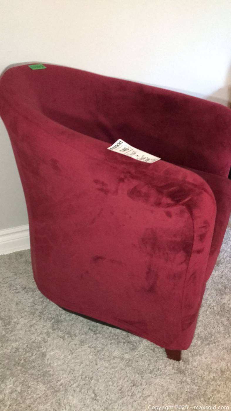 Burgundy Barrel Accent Chair | Maxsold
