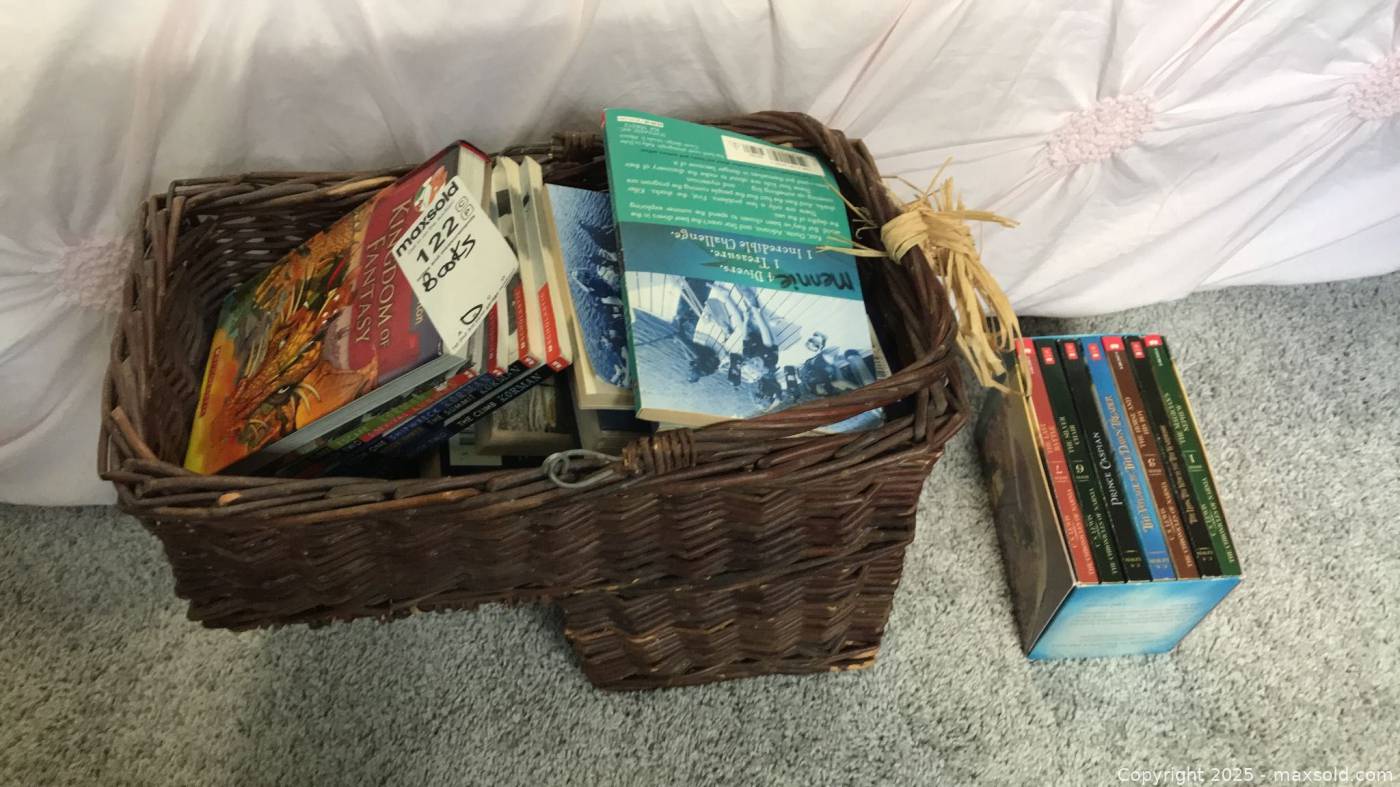 Assorted Contemporary Fiction Books With Basket Maxsold