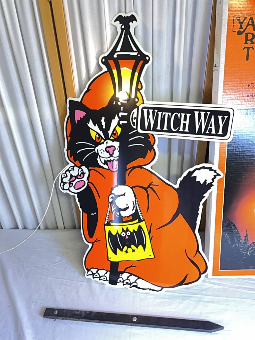 Yard Art lighted 32" black cat yard decoration | Maxsold