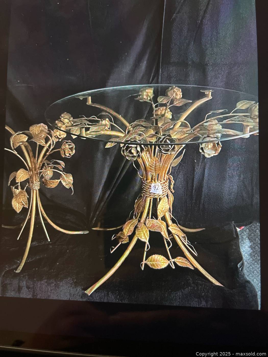 Gilt-Metal Floral Table Bases With Glass Top | Maxsold