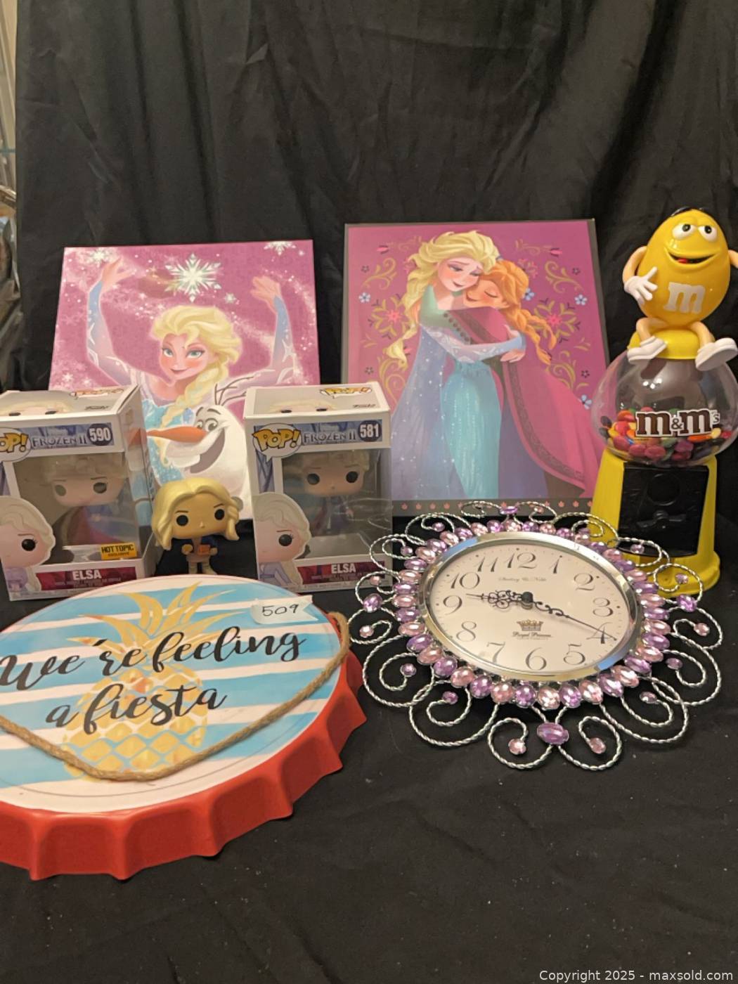 Frozen Funko Pops, Prints, Clock, Dispenser Lot | Maxsold