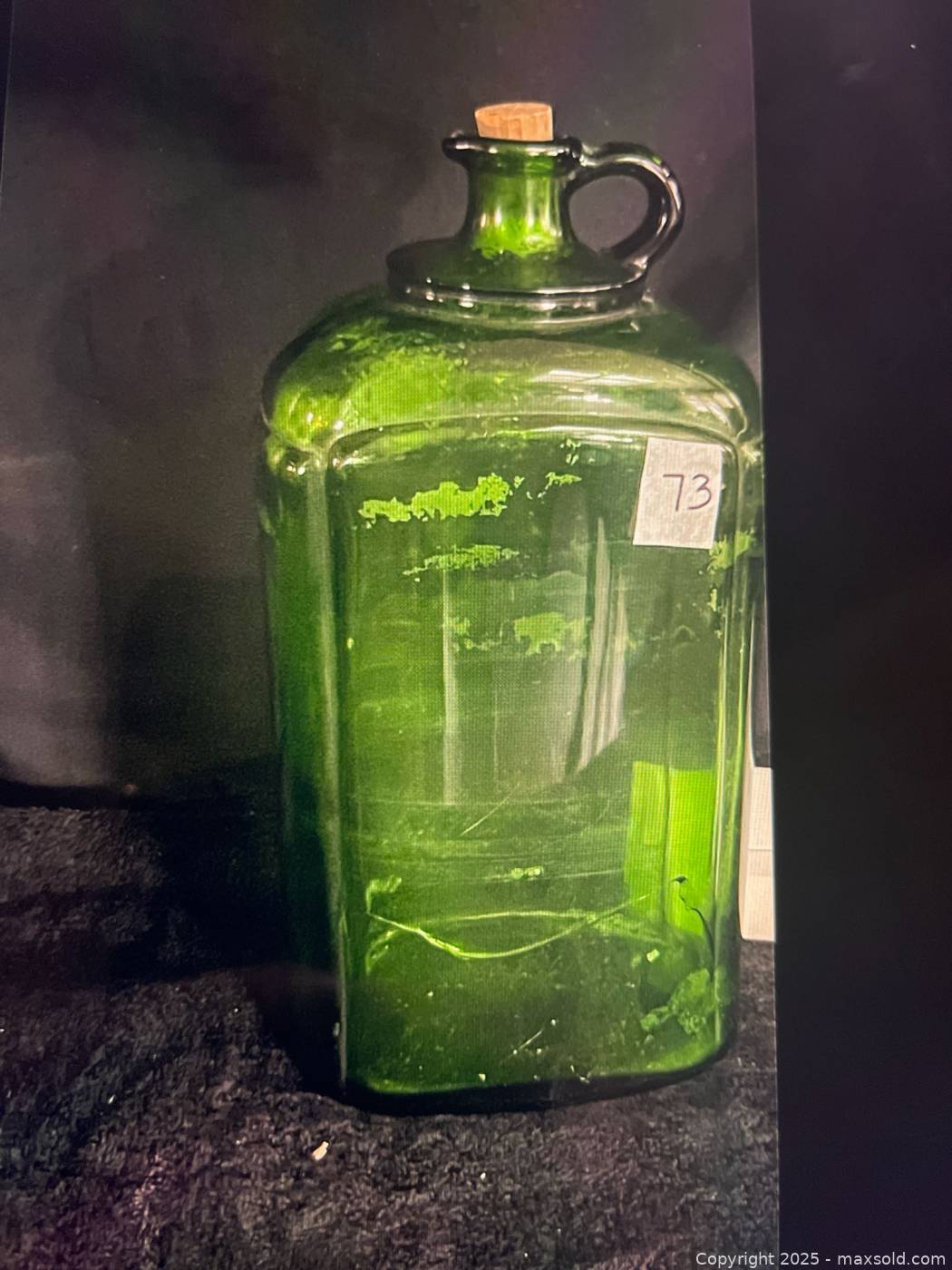 Vintage green glass demijohn jug with cork | Maxsold