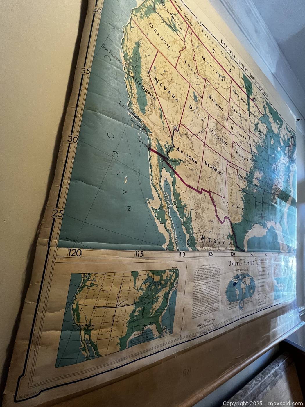 Vintage Denoyer-Geppert wall map United States | Maxsold