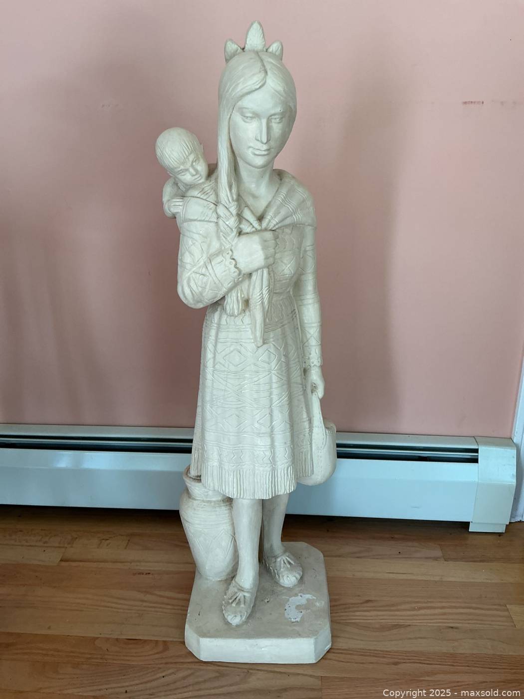 Indigenous American Woman & Child Floor Statue 37" | Maxsold