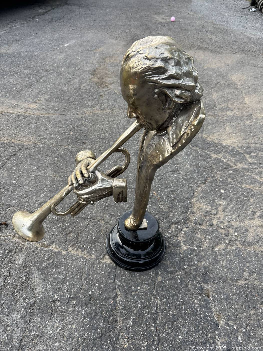 Cast Metal Jazz Trumpeter Bust Sculpture on Stone Base | Maxsold
