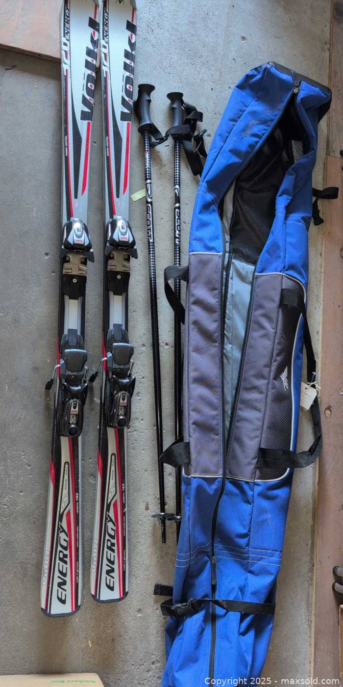 Volkl Energy 163cm skis set with poles | Maxsold
