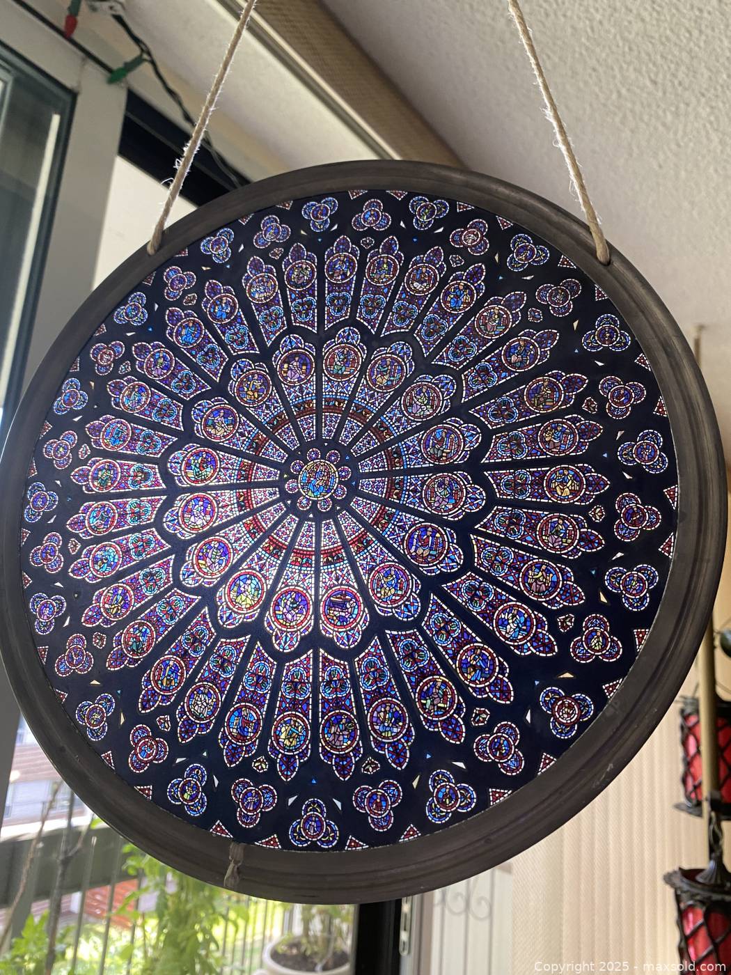 Round Stained Glass Gothic Rose Window Suncatcher | Maxsold