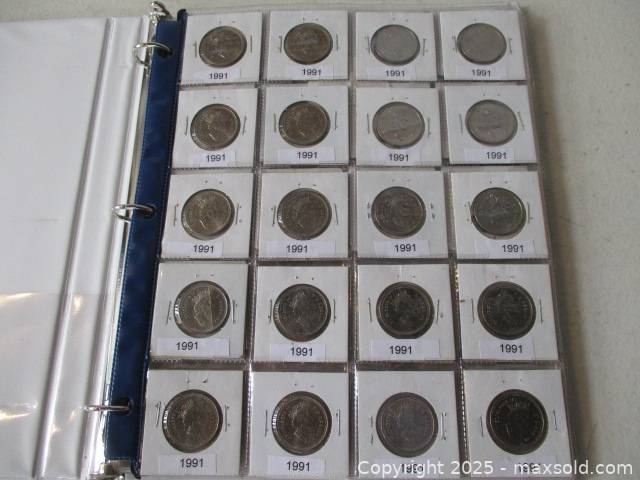 Dealer binder Canada 50¢ coins, 6 annual sets, USA quarters & nickels ...