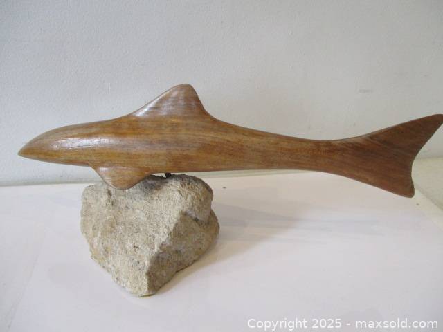 Vintage carved wooden shark sculpture | Maxsold