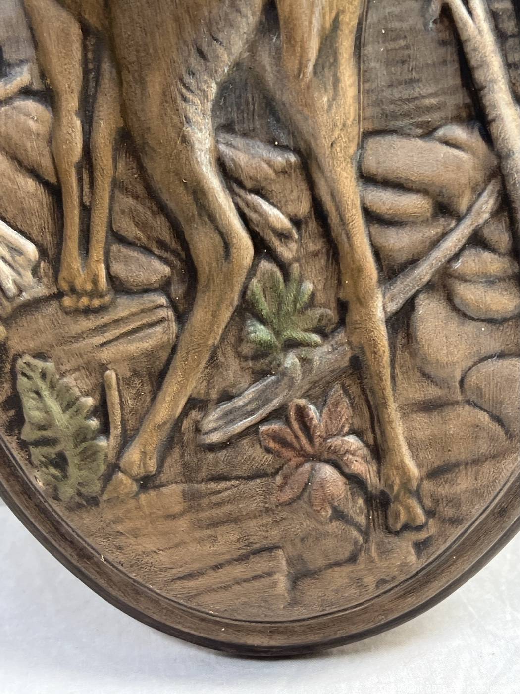 Oval Ceramic Deer Relief Wall Plaque Signed | Maxsold