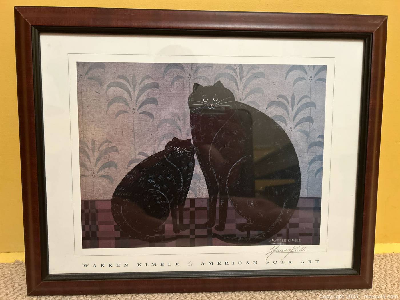 Warren Kimble signed framed folk art print | Maxsold